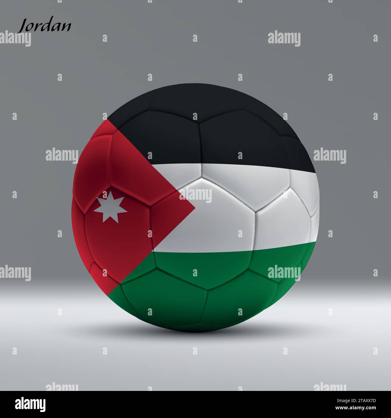 3d realistic soccer ball iwith flag of Jordan on studio background ...