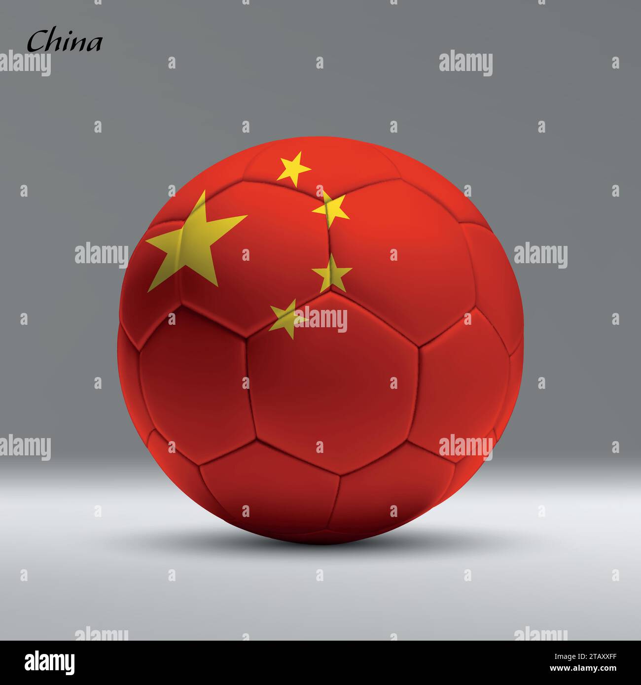 3d realistic soccer ball iwith flag of China on studio background ...