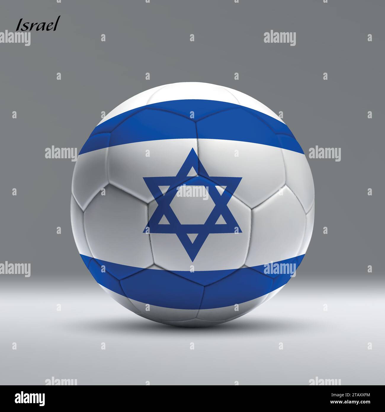 3d realistic soccer ball iwith flag of Israel on studio background ...