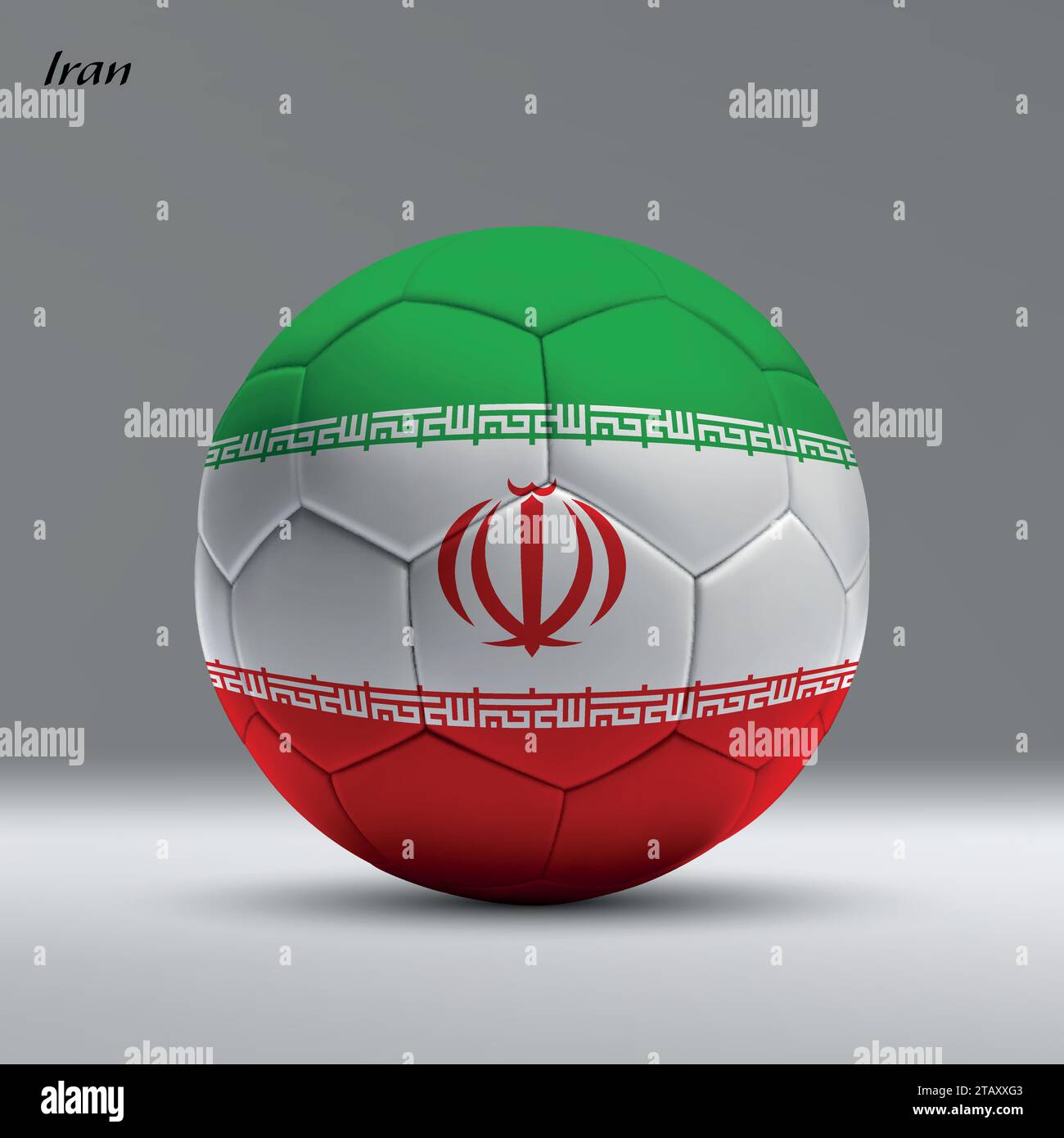 3d realistic soccer ball iwith flag of Iran on studio background ...