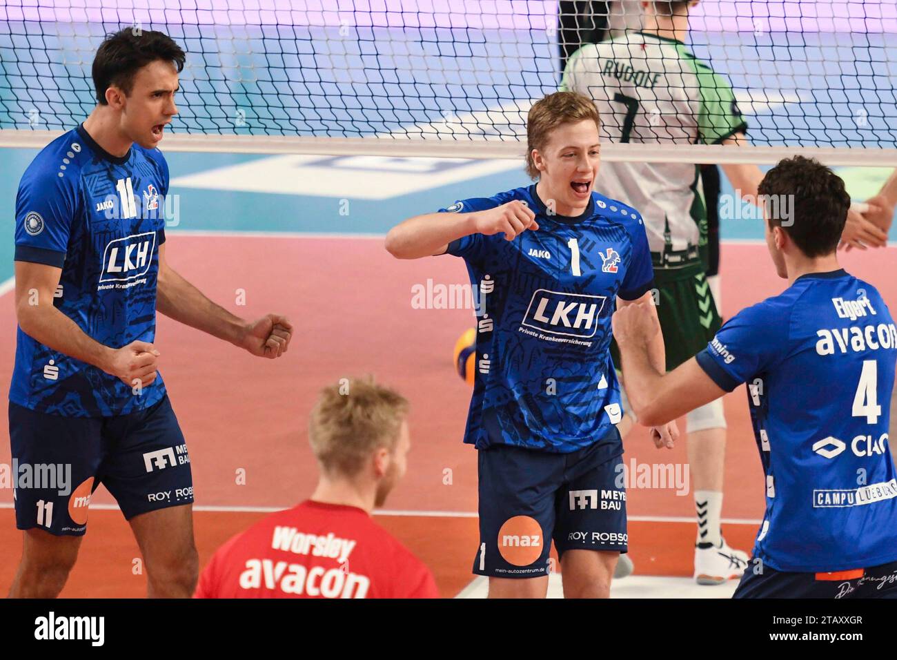04.12.2023, LKH Arena, Lueneburg, GER; 1. VBL, SVG Lueneburg vs FT 1844 ...