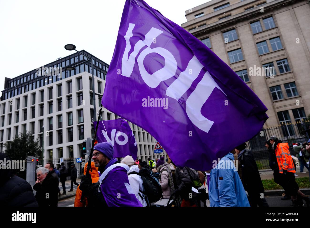 Brussels, Belgium. 03rd Dec, 2023. People take part in a climate ...