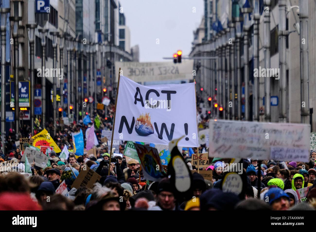Brussels, Belgium. 03rd Dec, 2023. People take part in a climate ...