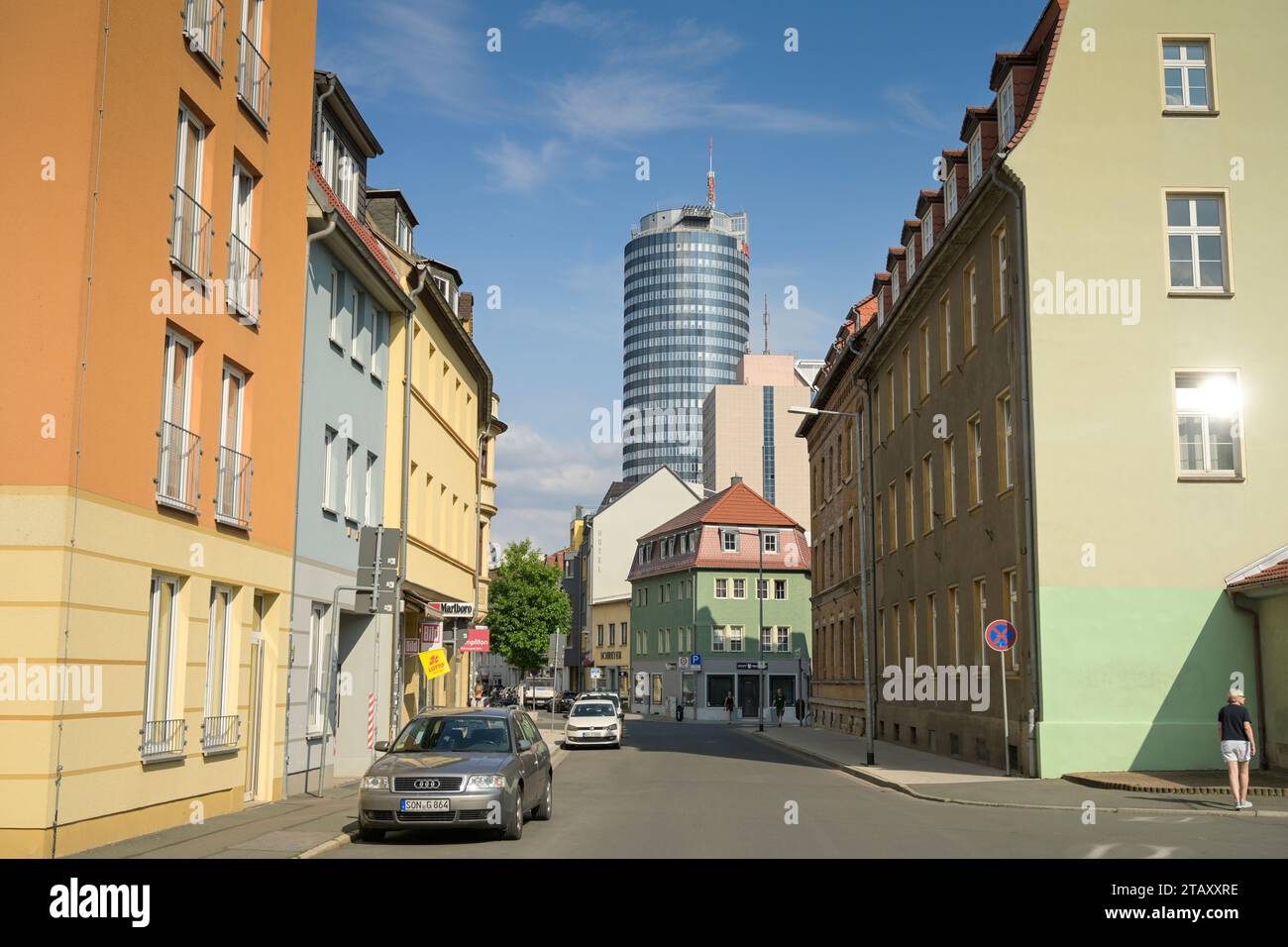 Stadtansicht, Jentower, Altbauten, Bachstraße, Altstadt, Jena ...