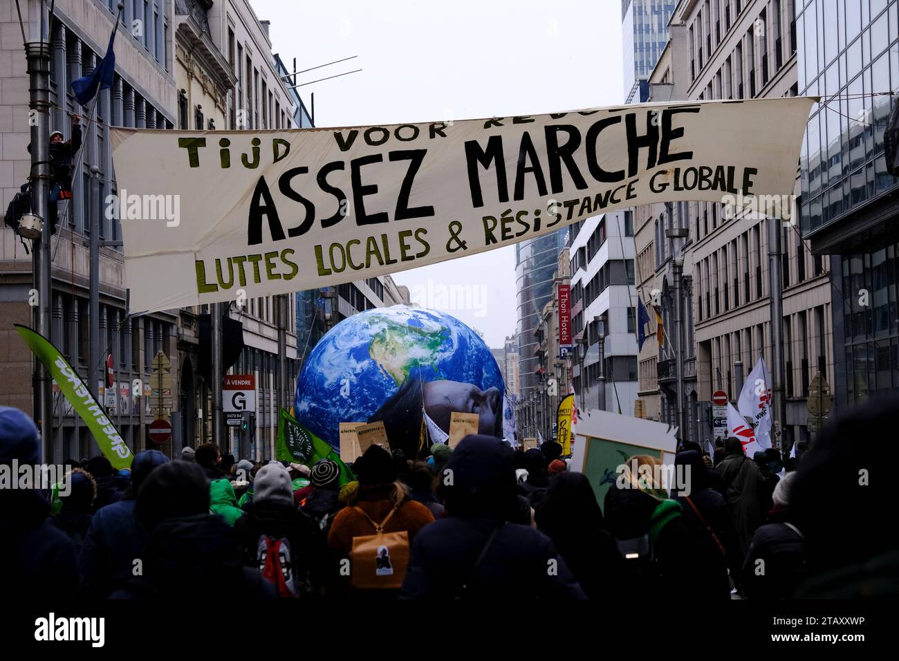 Brussels, Belgium. 03rd Dec, 2023. People take part in a climate ...