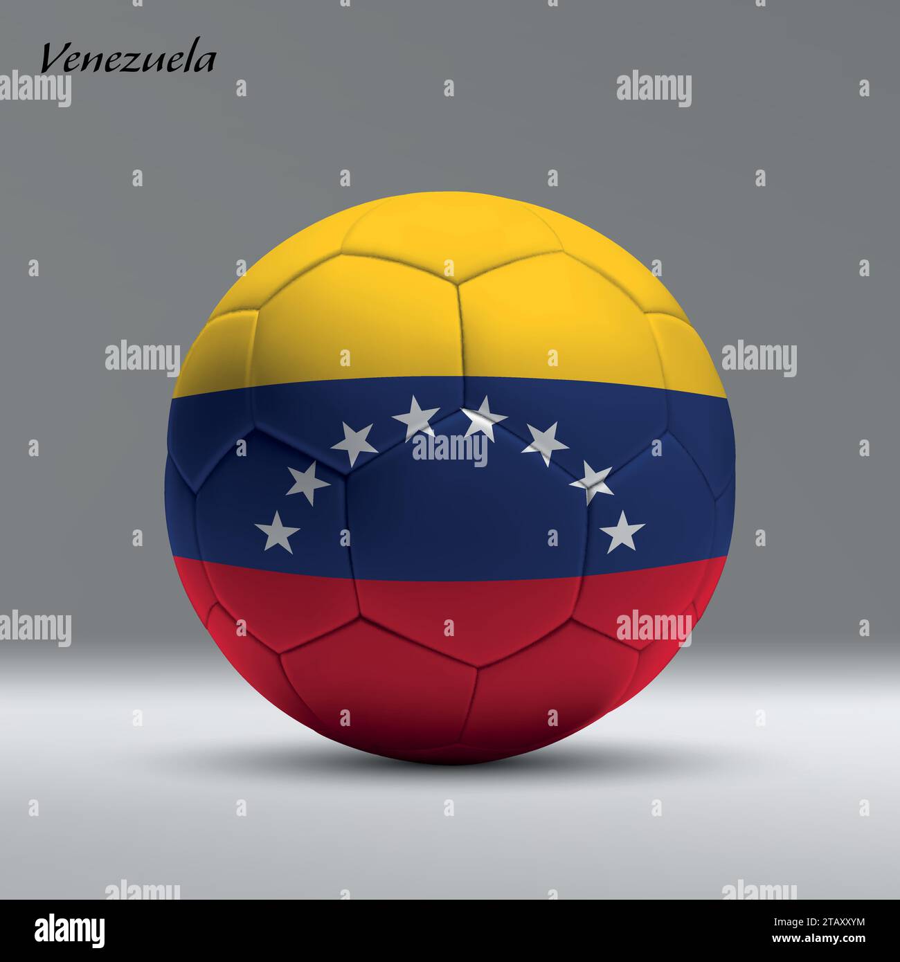 3d realistic soccer ball iwith flag of Venezuela on studio background ...