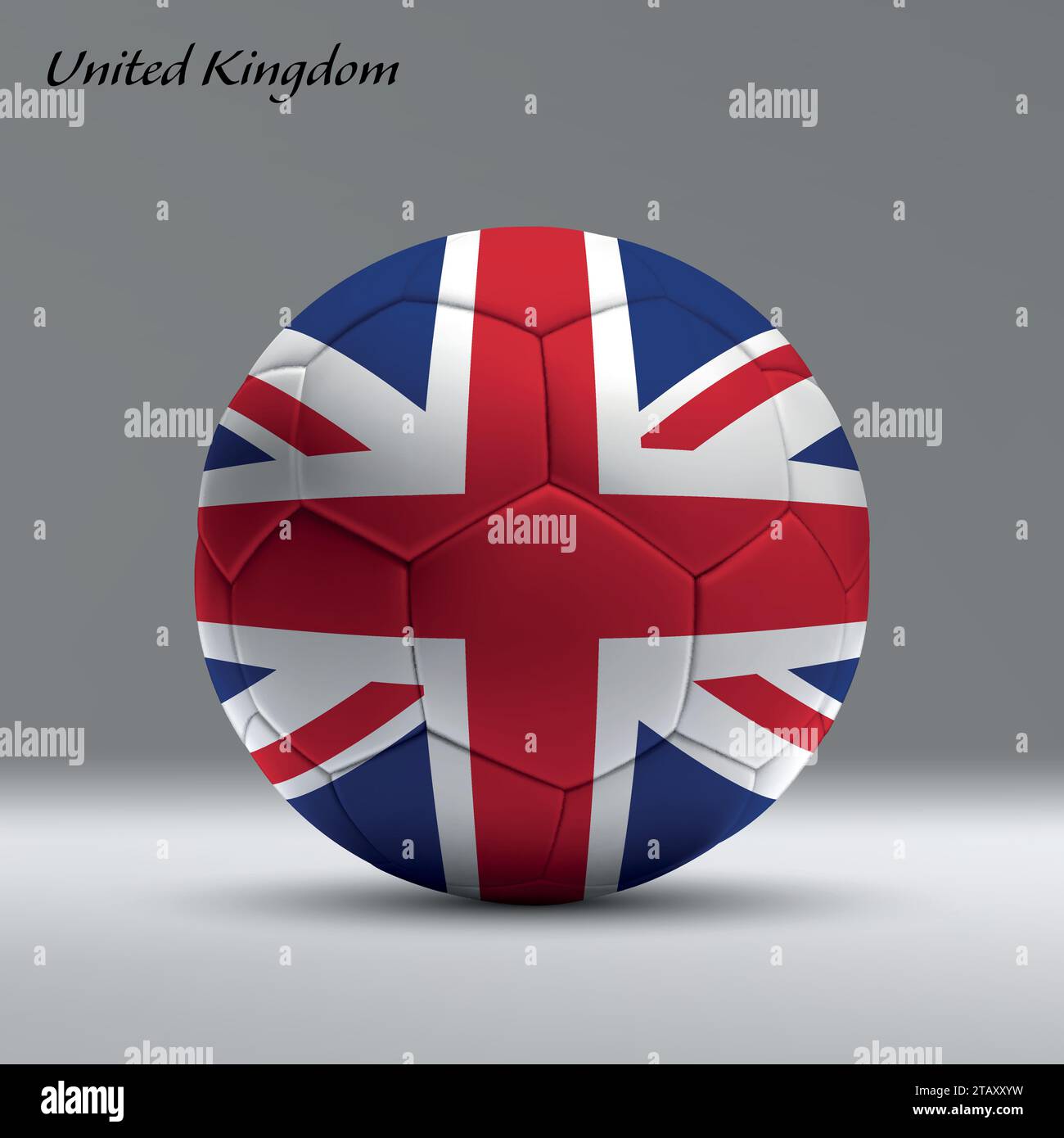 3d realistic soccer ball iwith flag of United Kingdom on studio ...