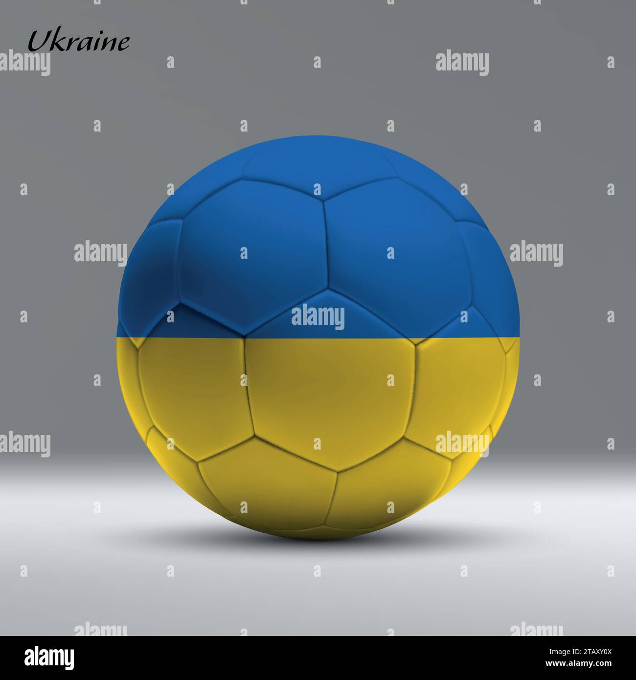 3d realistic soccer ball iwith flag of Ukraine on studio background ...