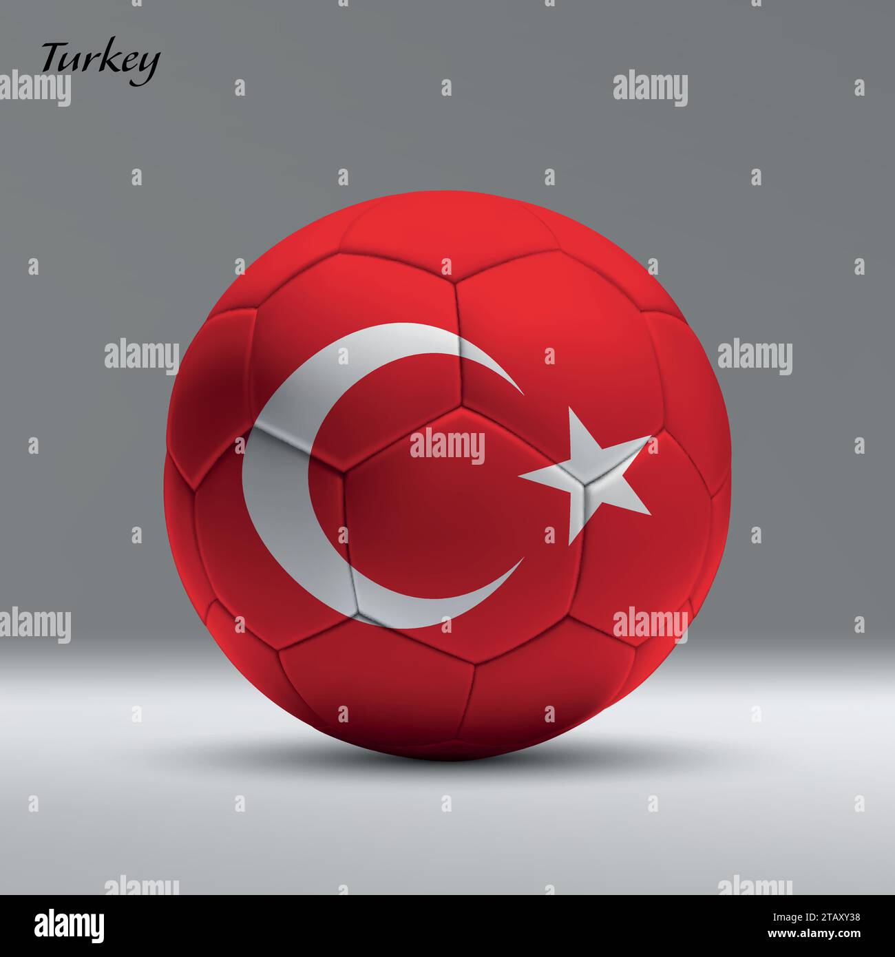 3d realistic soccer ball iwith flag of Turkey on studio background ...