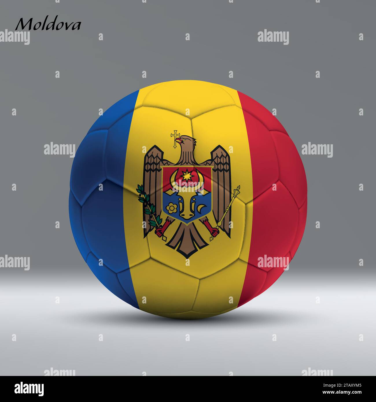 3d realistic soccer ball iwith flag of Moldova on studio background ...