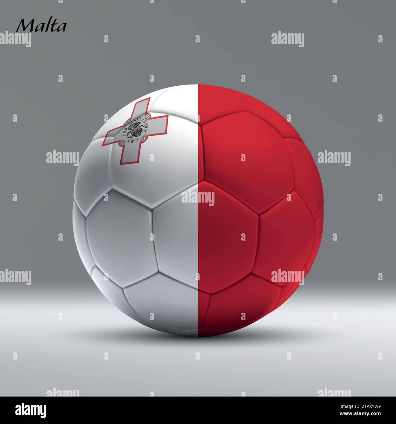 3d realistic soccer ball iwith flag of Malta on studio background ...