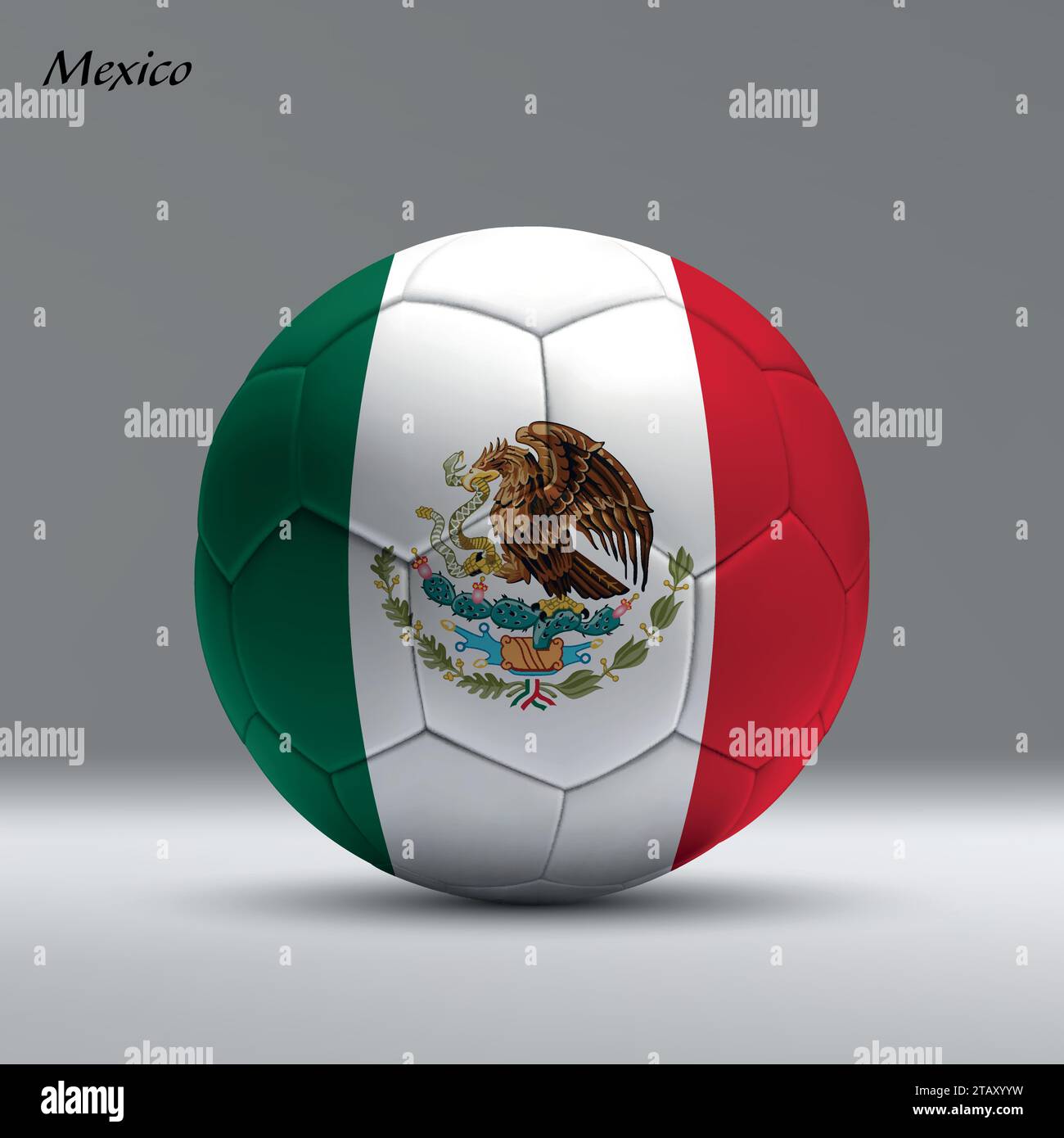 3d realistic soccer ball iwith flag of Mexico on studio background ...