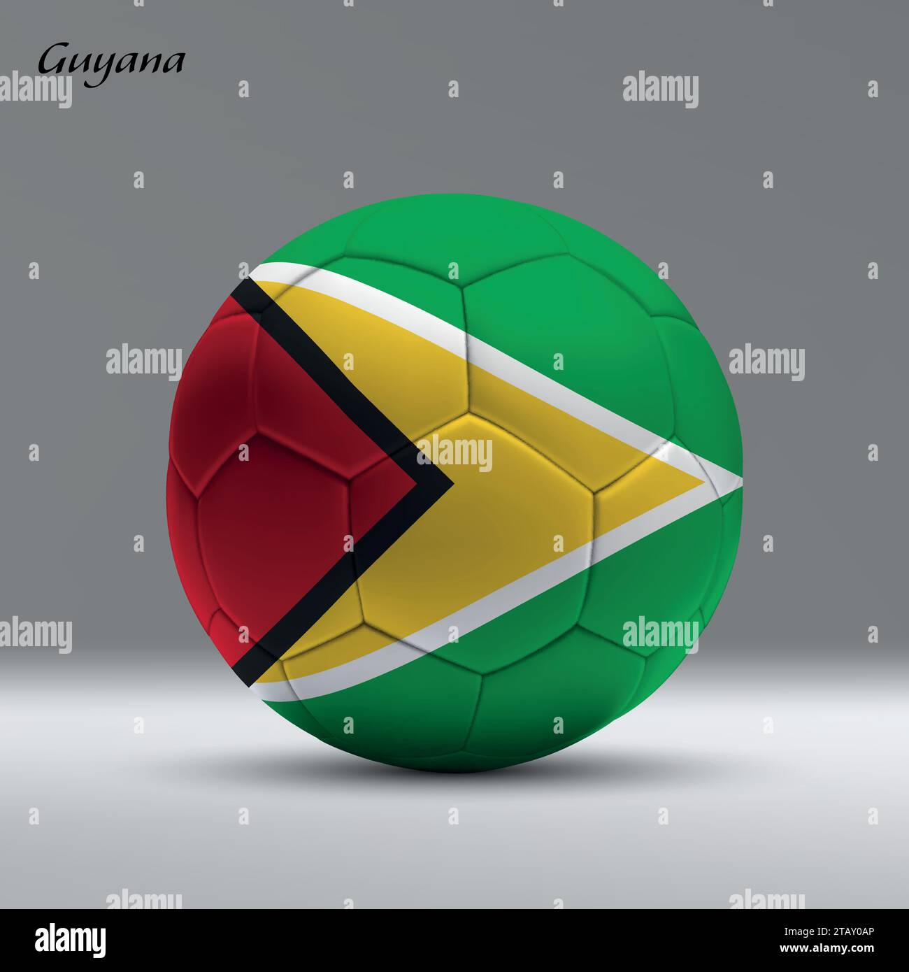 3d realistic soccer ball iwith flag of Guyana on studio background ...