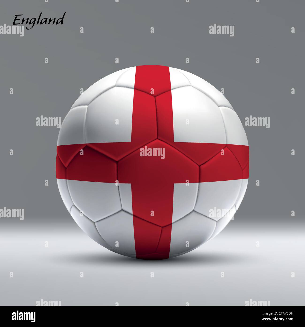 3d realistic soccer ball iwith flag of England on studio background ...