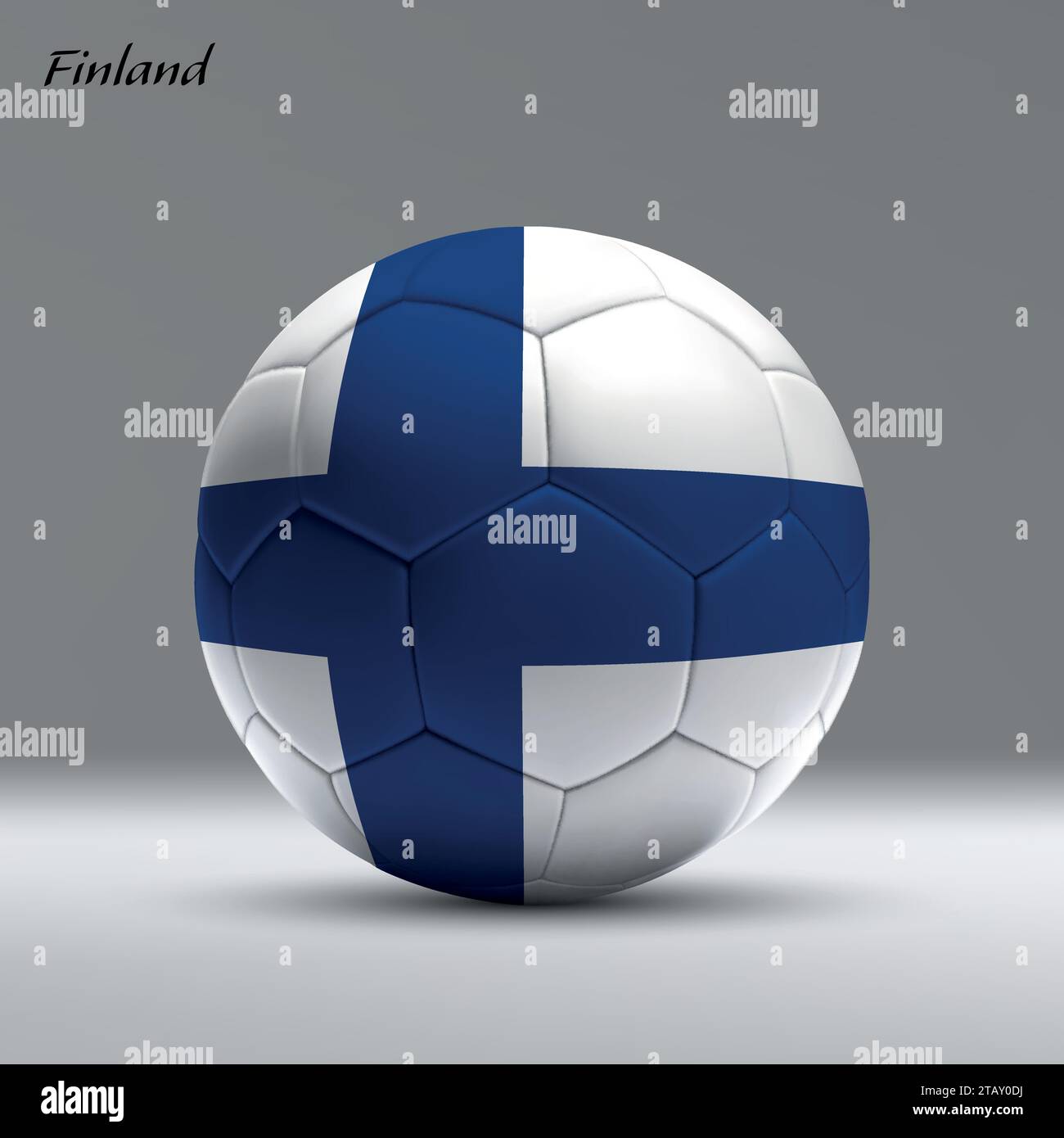 3d realistic soccer ball iwith flag of Finland on studio background ...