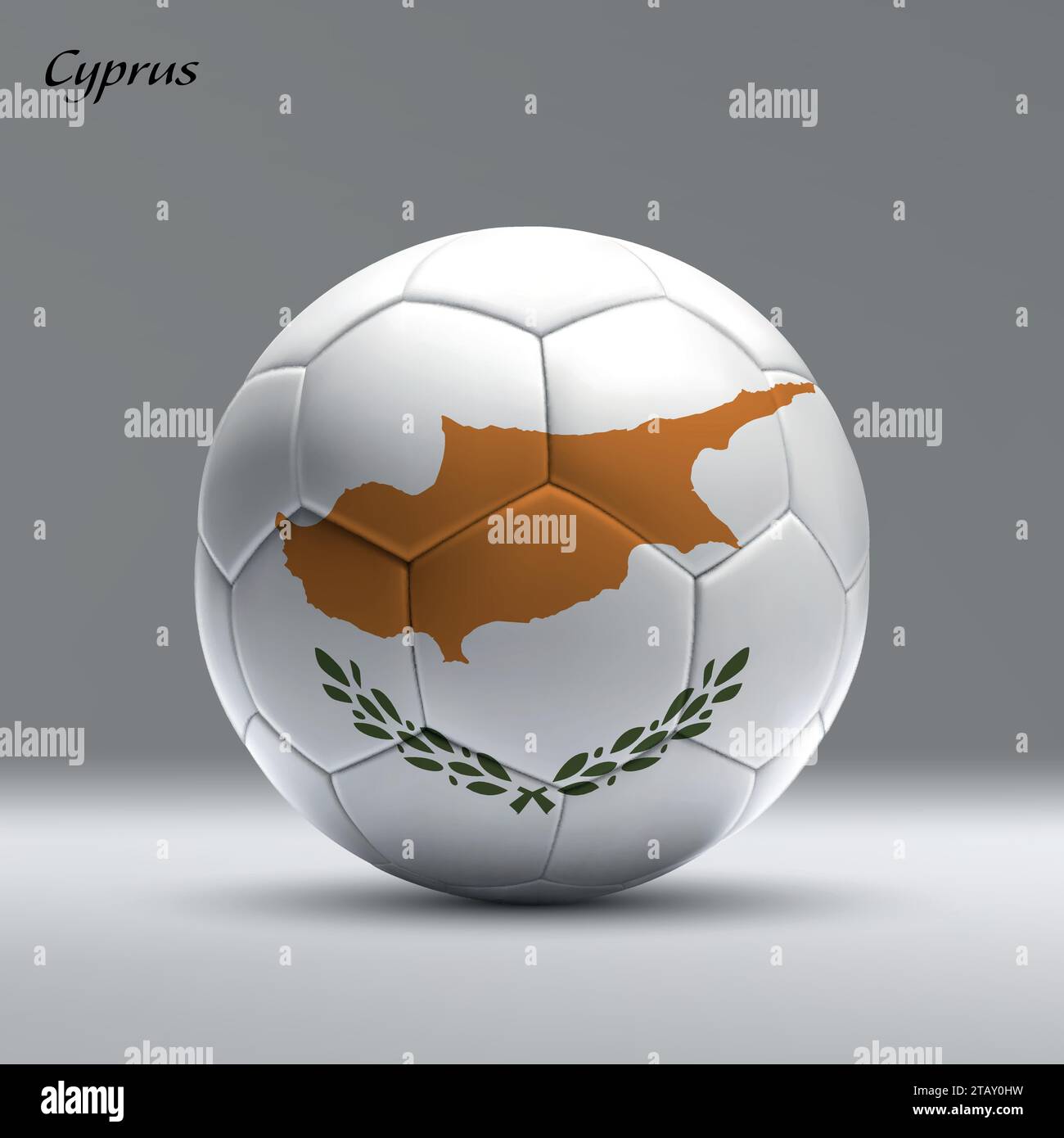 3d realistic soccer ball iwith flag of Cyprus on studio background ...