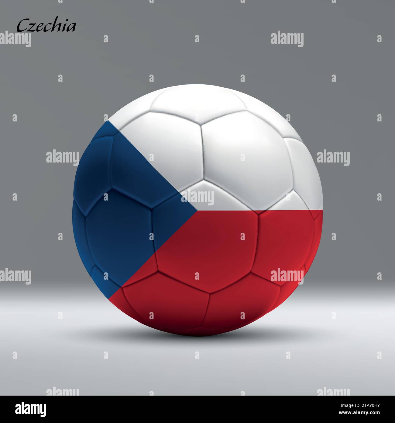 3d realistic soccer ball iwith flag of Czechia on studio background ...