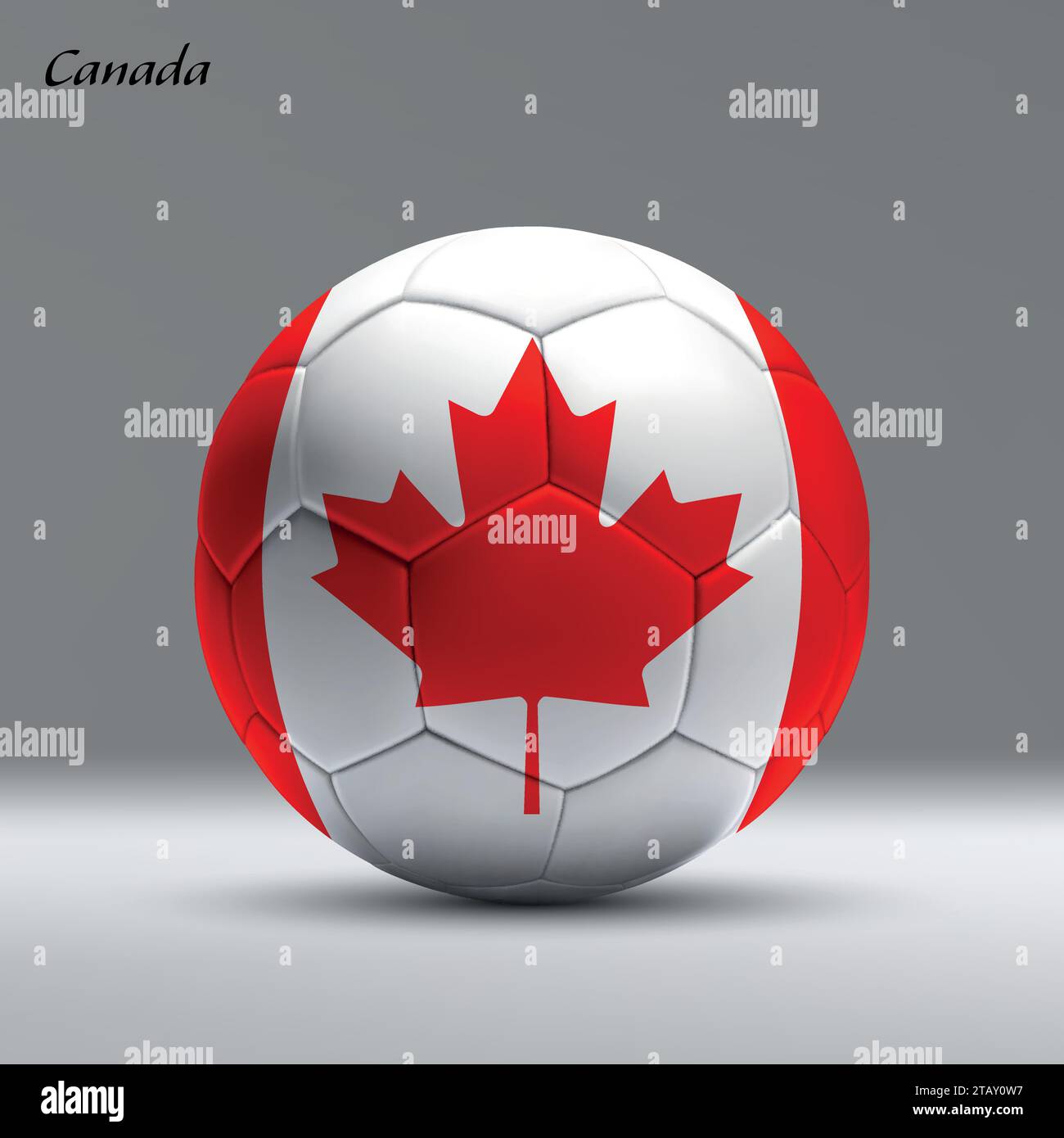 3d realistic soccer ball iwith flag of Canada on studio background ...