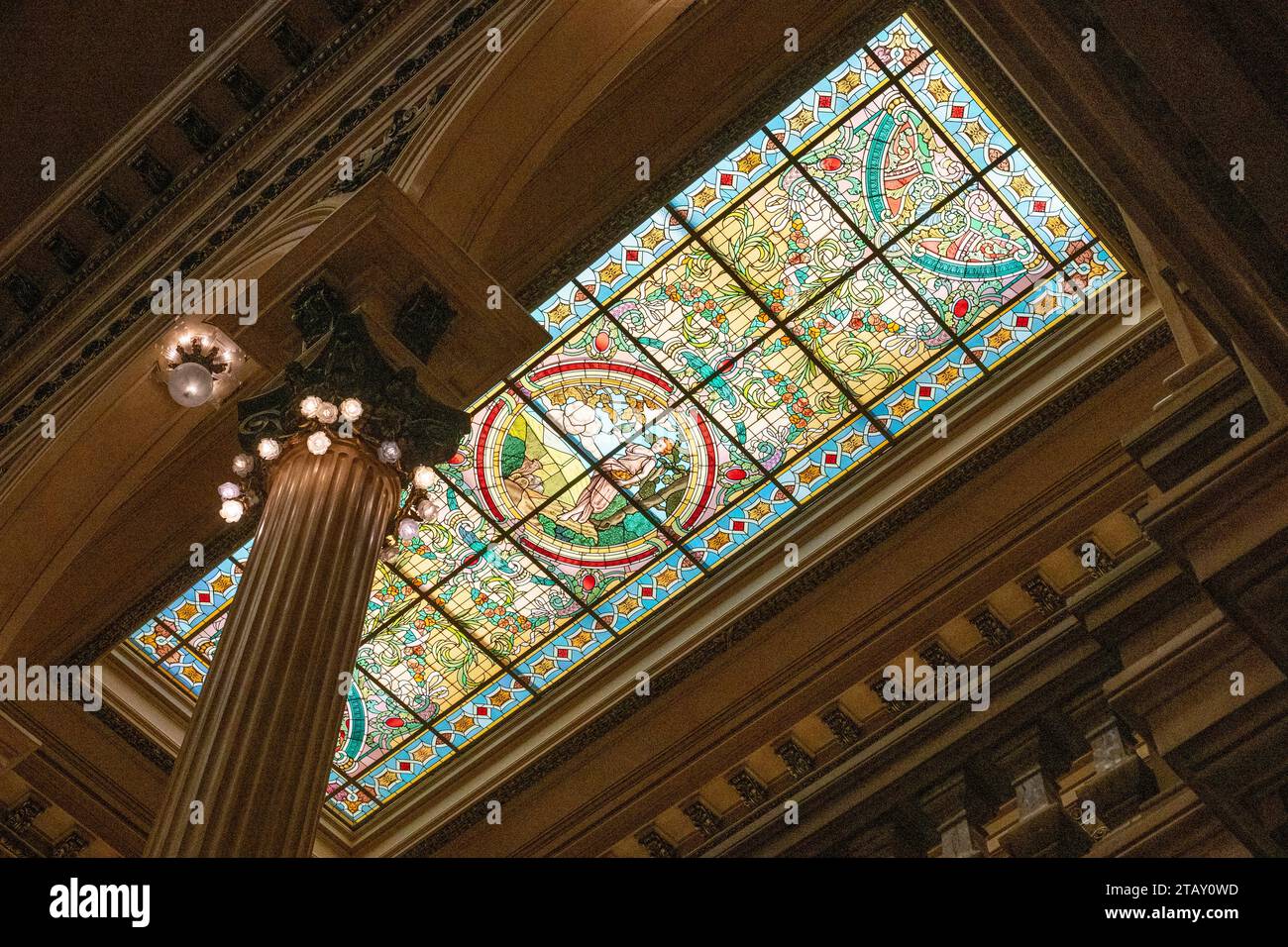 Argentina, Buenos Aires. The Teatro Colón, historic opera house is ...