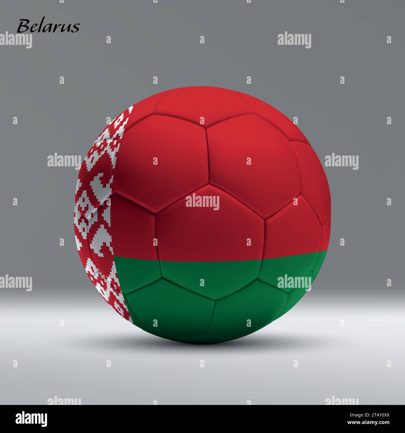 3d realistic soccer ball iwith flag of Belarus on studio background ...