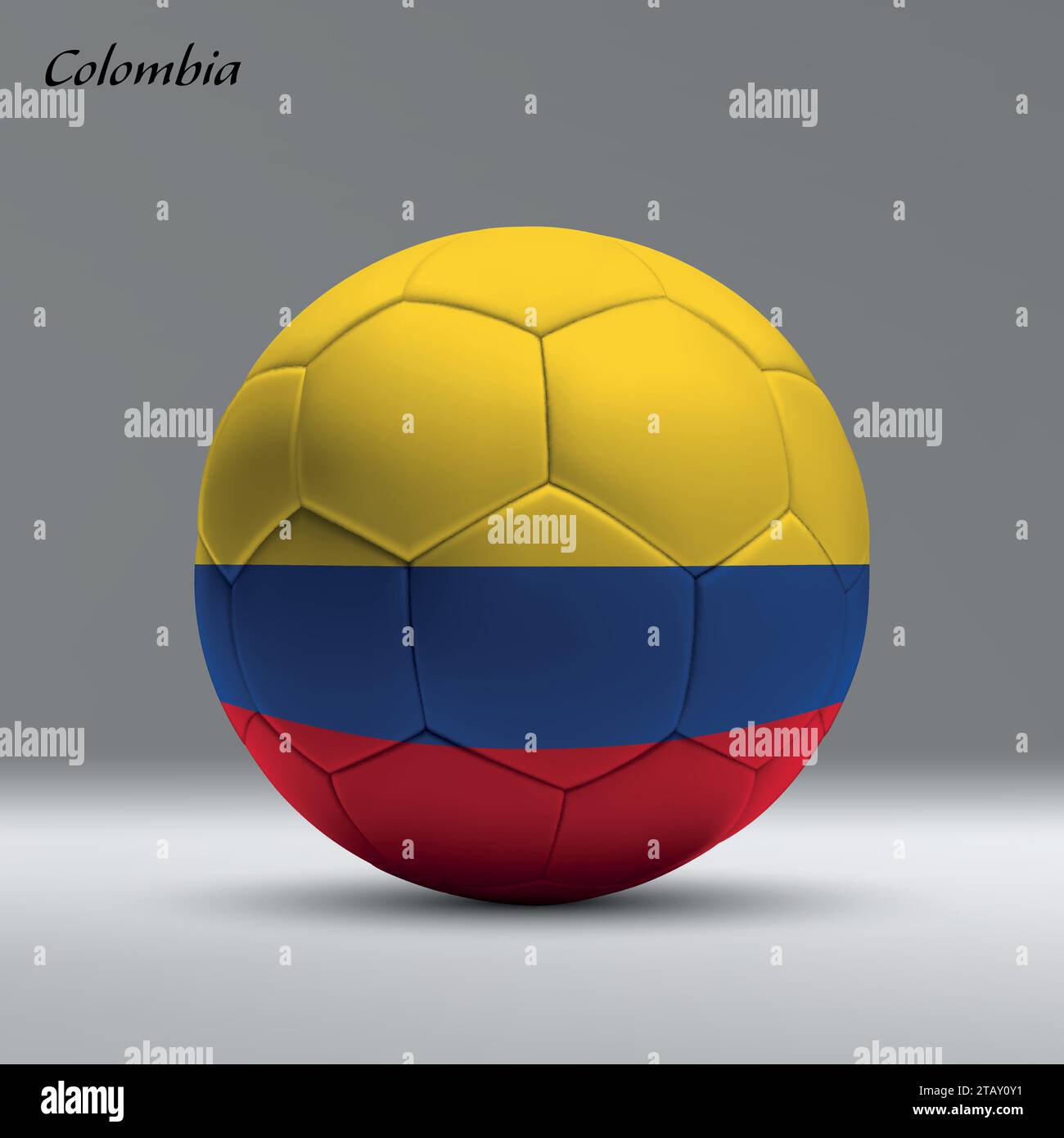 3d realistic soccer ball iwith flag of Colombia on studio background ...