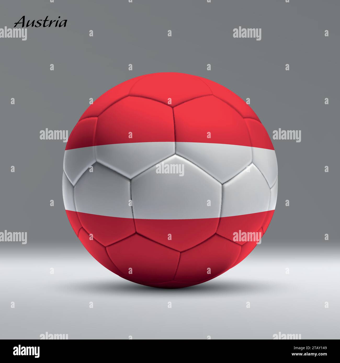 3d realistic soccer ball iwith flag of Austria on studio background ...