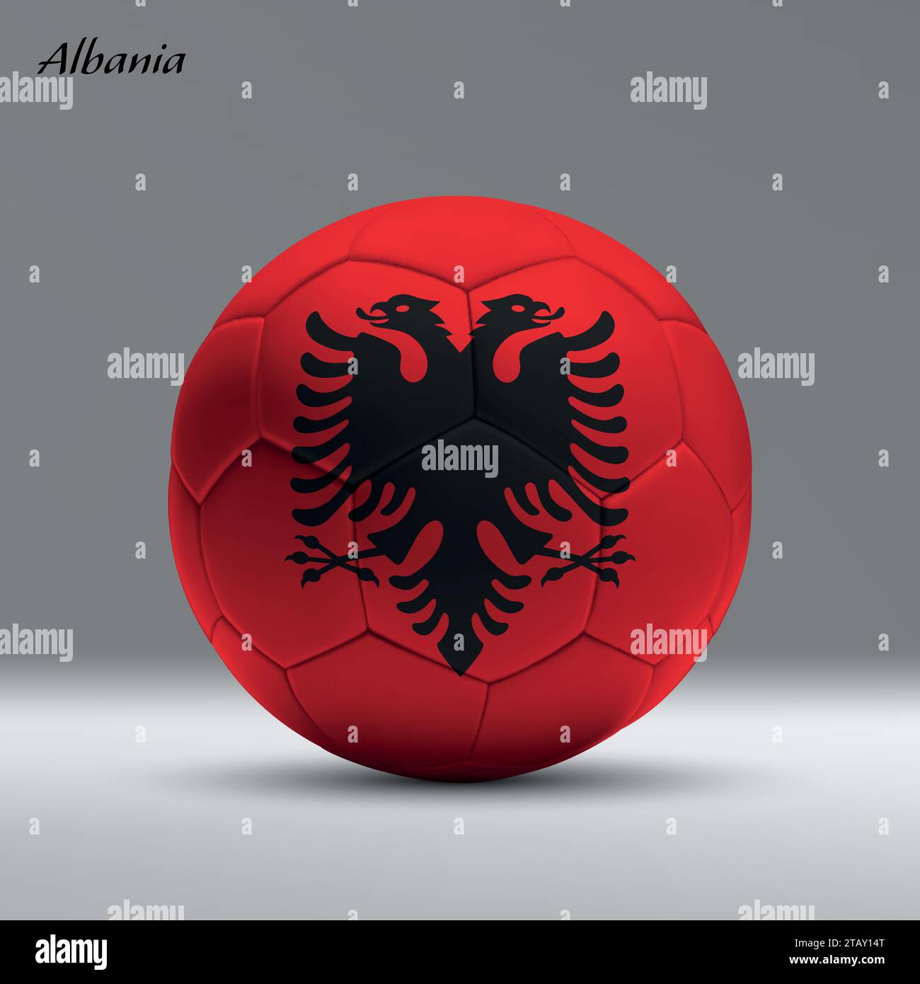 3d realistic soccer ball iwith flag of Albania on studio background ...