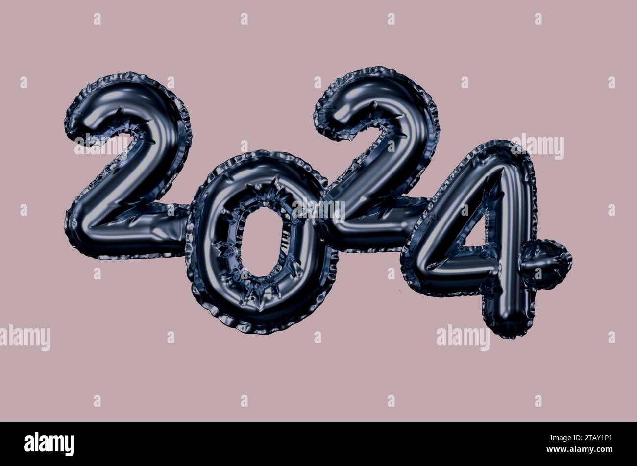 2024 New Year. 3D illustration of numbers 2024. pink background, Black ...