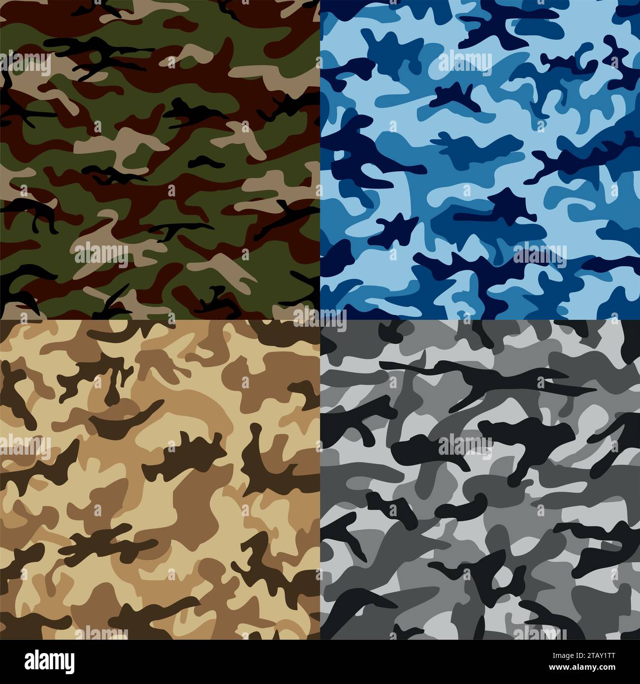 Camouflage set seamless pattern in multiple colors. vector illustration ...