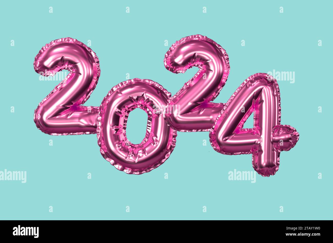 2024 New Year. 3D illustration of numbers 2024. blue background, Pink ...