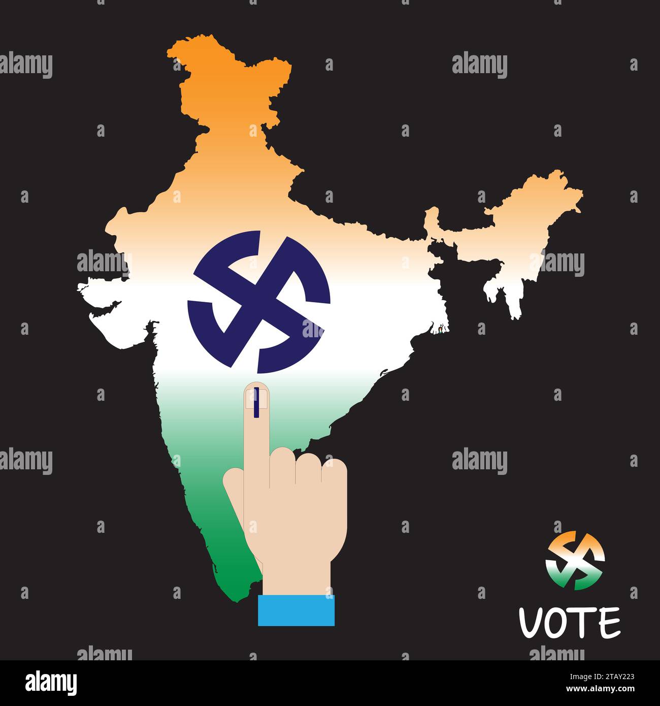 Indian map with hand pressing the vote sign Stock Vector Image & Art ...