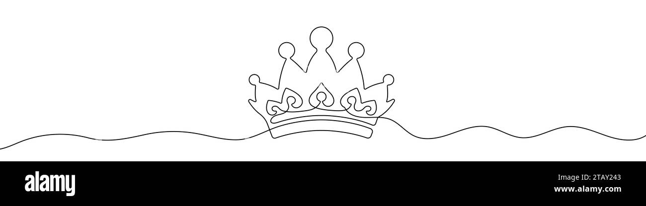 Crown linear background. One continuous line drawing of crown. Vector ...