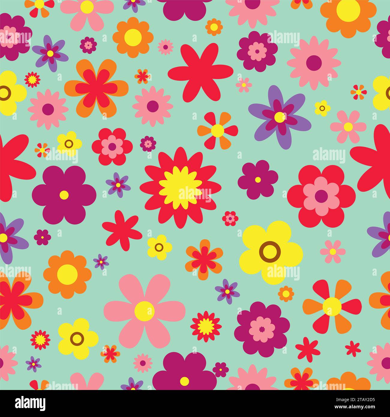Seamless floral pattern. Colorful Flowers texture. Flowers flat style ...