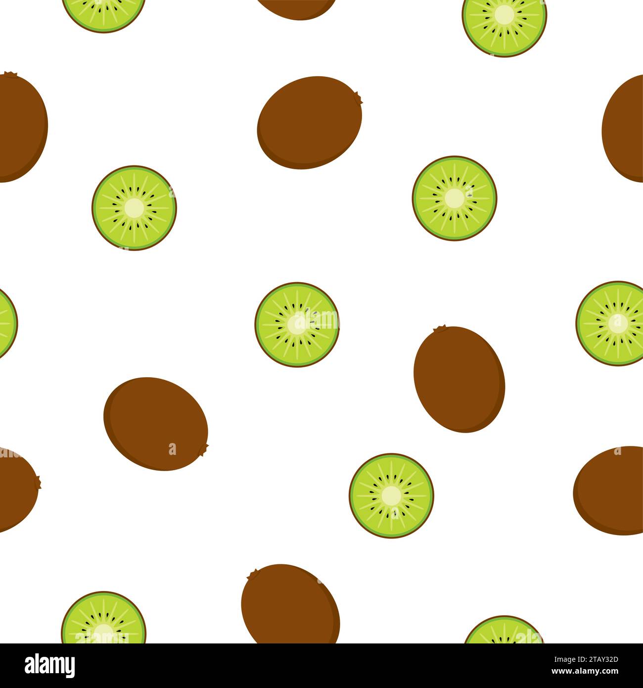 Kiwi fruit vector and kiwi slices seamless pattern on white background ...