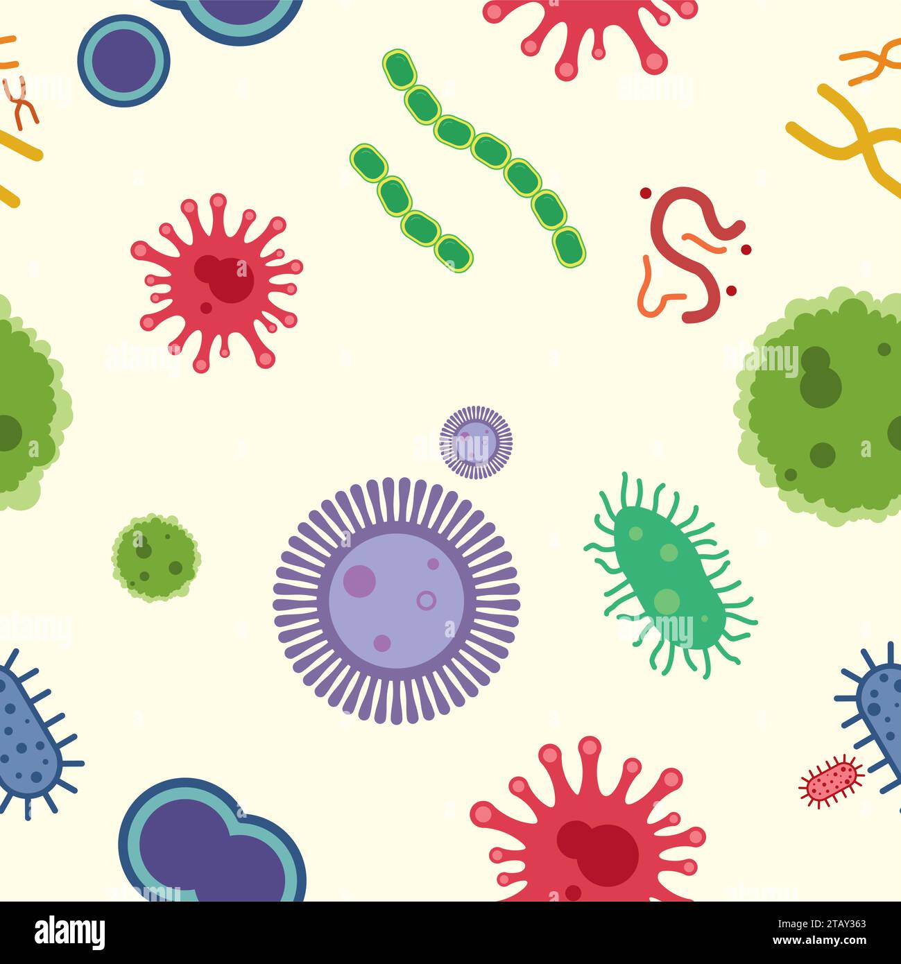 Colorful Viruses and Bacteria pattern. Vector Illustration Stock Vector ...