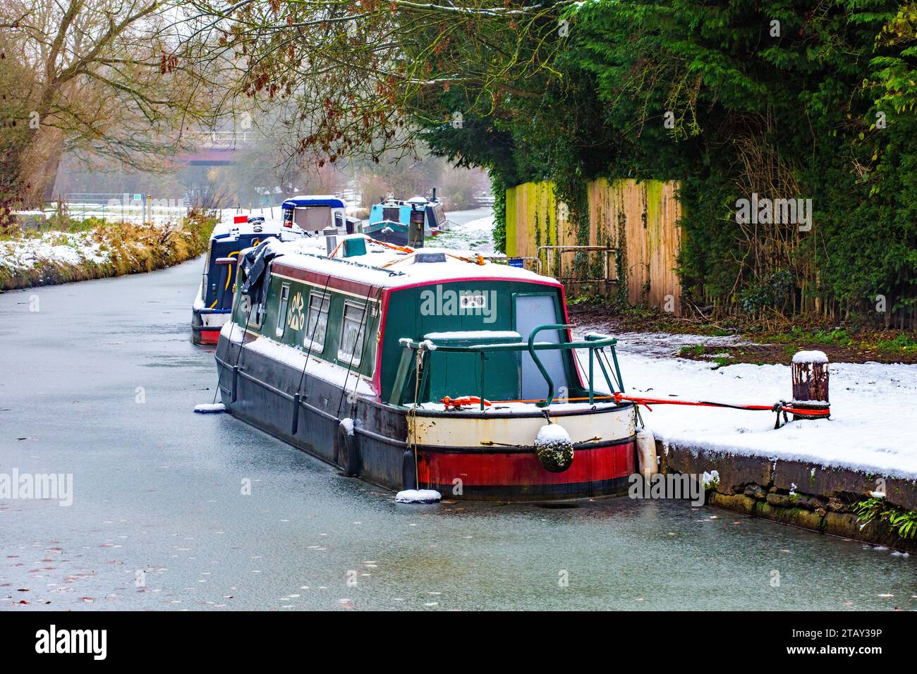 Canal narrowboats moored on the Trent and Mersey canal at wheelock ...