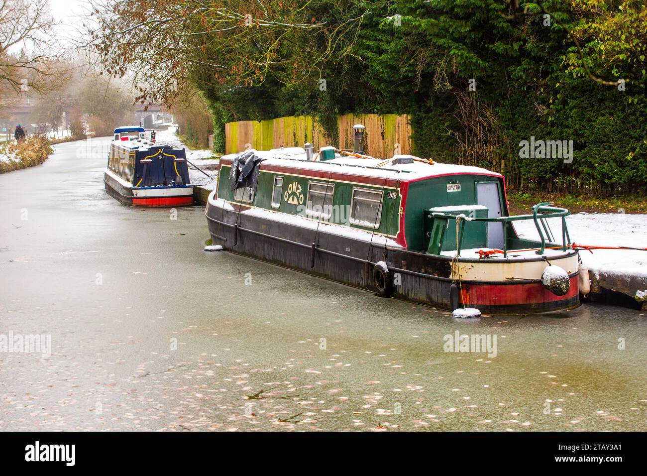 Canal narrowboats moored on the Trent and Mersey canal at wheelock ...