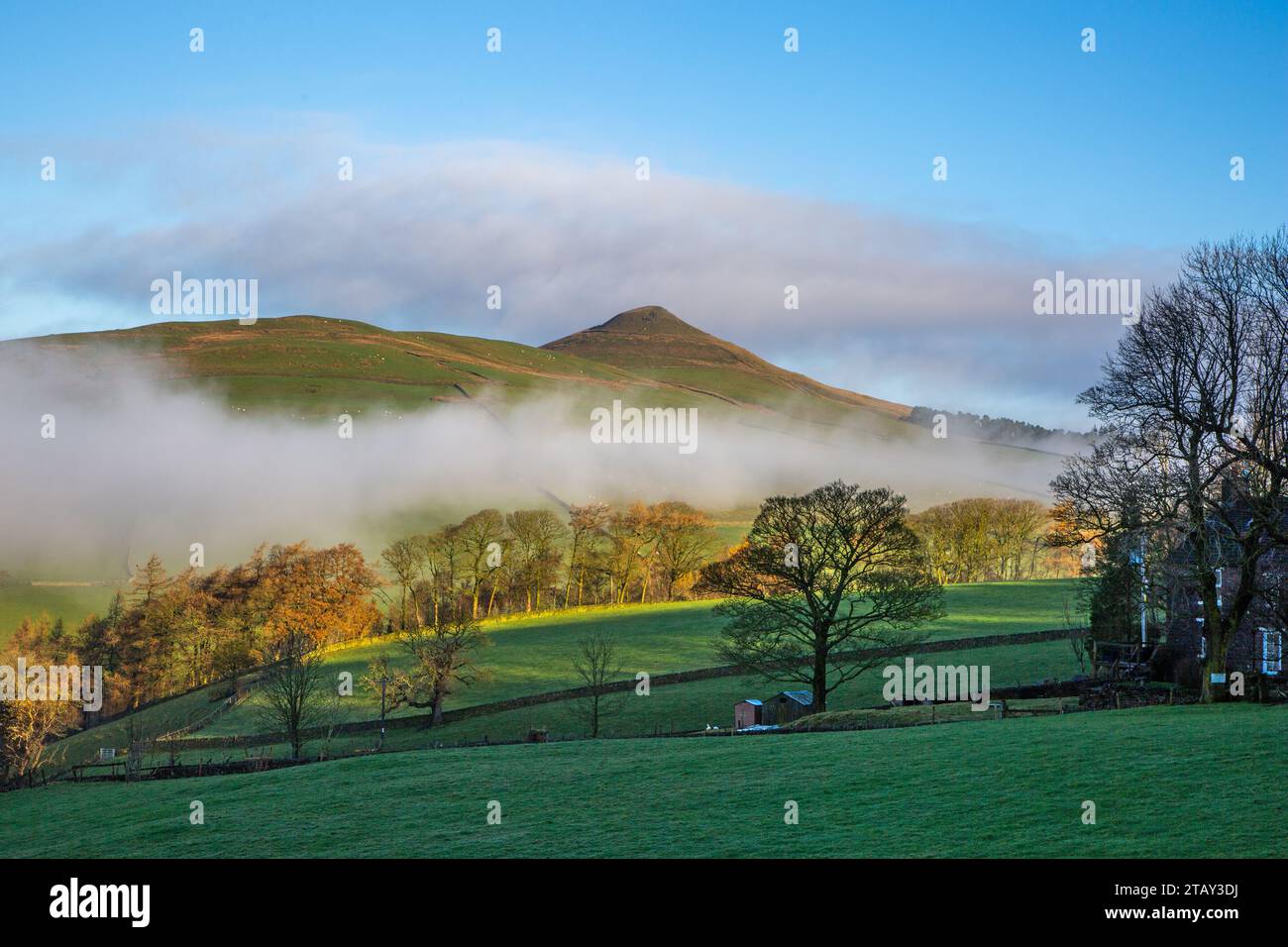 Shutlingsloe hill near the village of Wildboarclough in the Peak ...