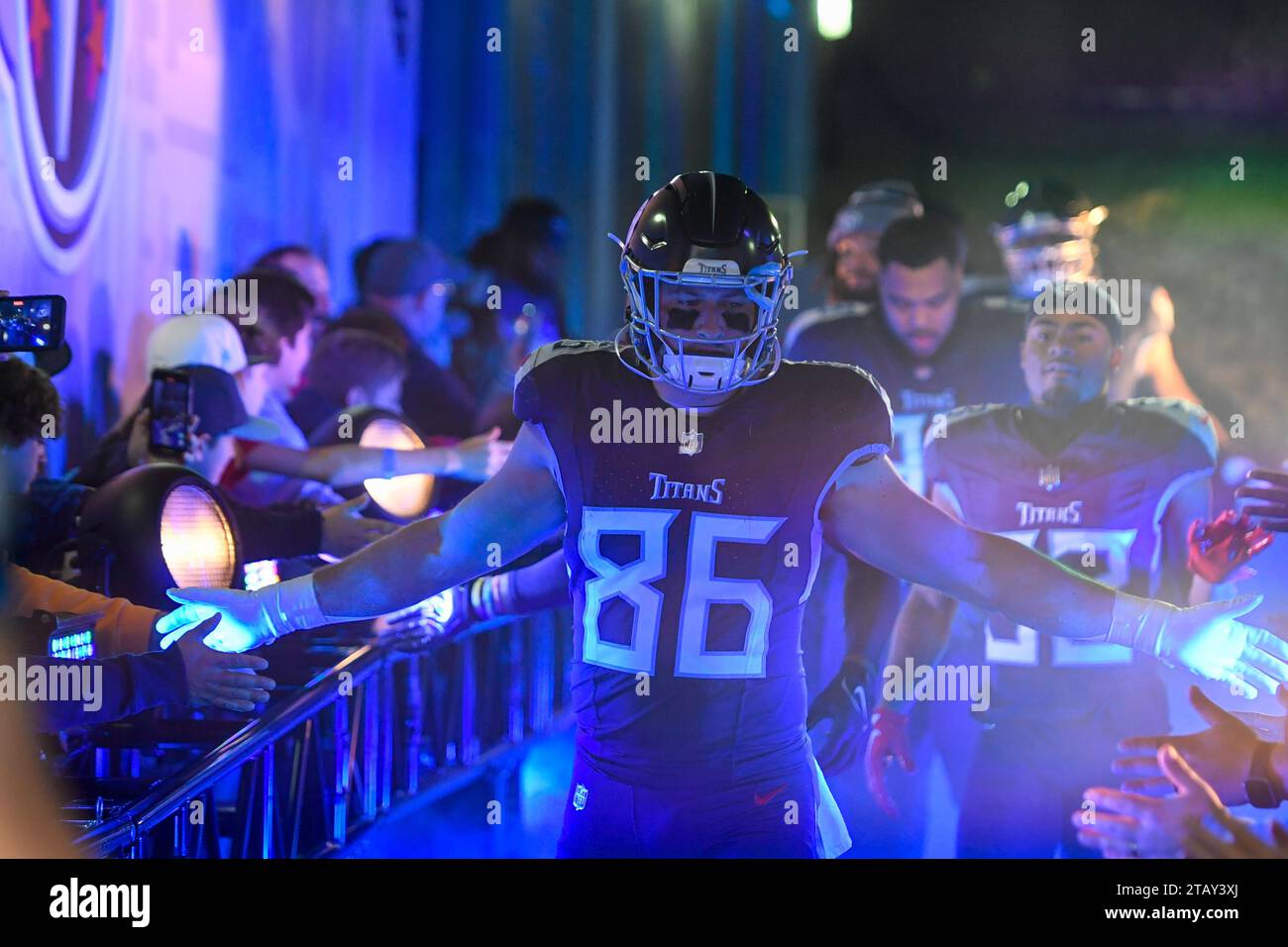 December 3, 2023: Tennessee Titans tight end Kevin Rader (86) takes the ...