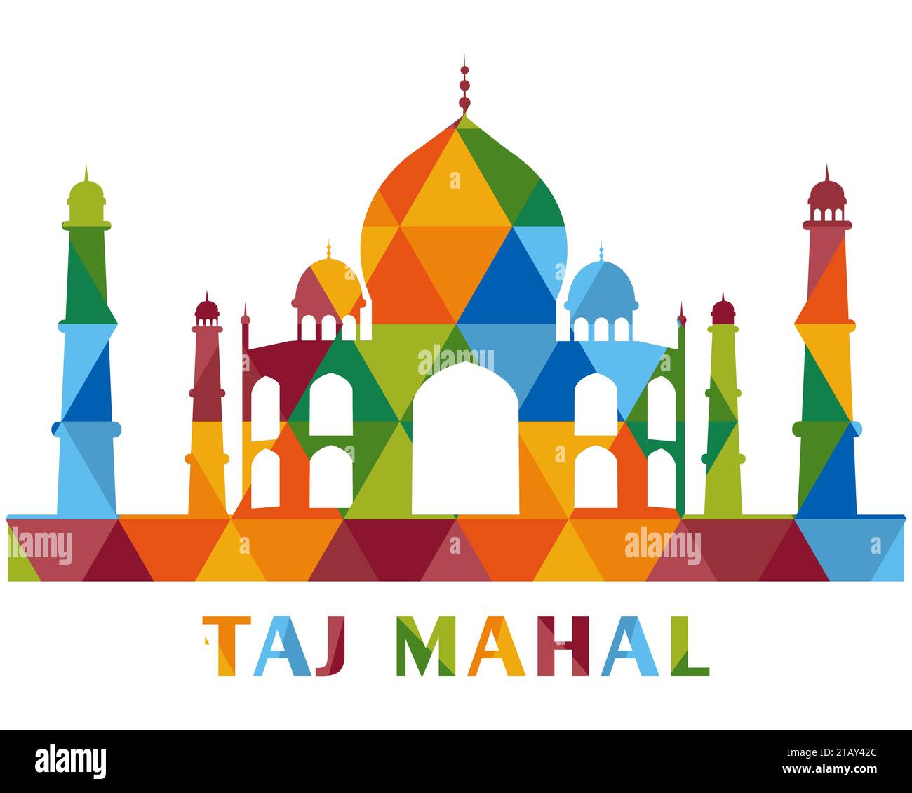 Colourful Taj mahal in geometric Hexagon Texture vector Stock Vector ...