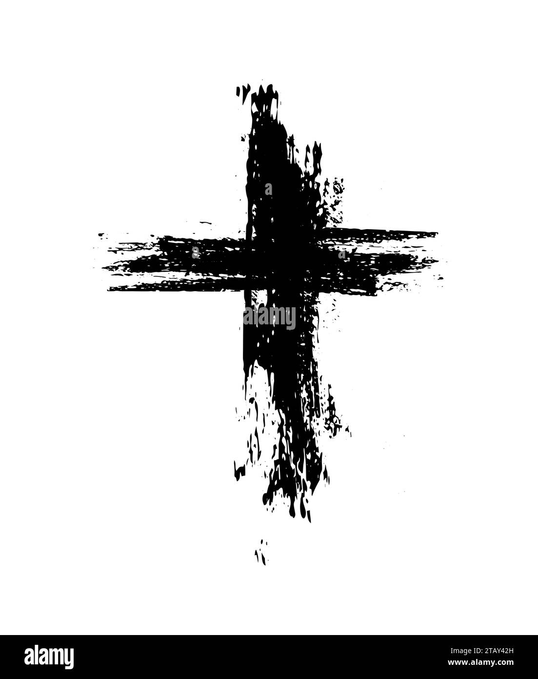 Hand drawn christian cross signs. Brush painted black icons. hand ...