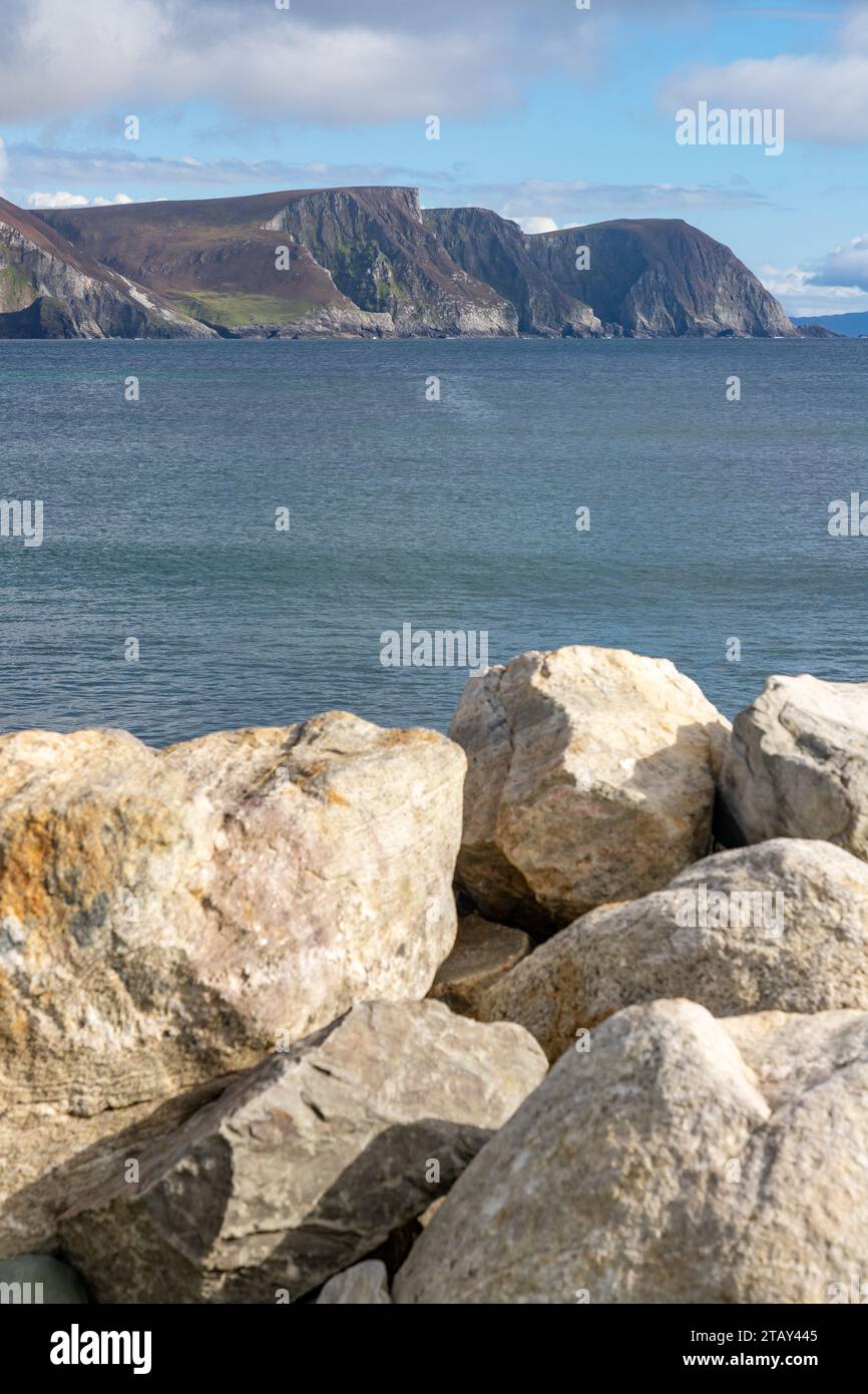 Menawn Cliffs, Keel beach, Slievemore, Achill island, Mayo, Ireland ...