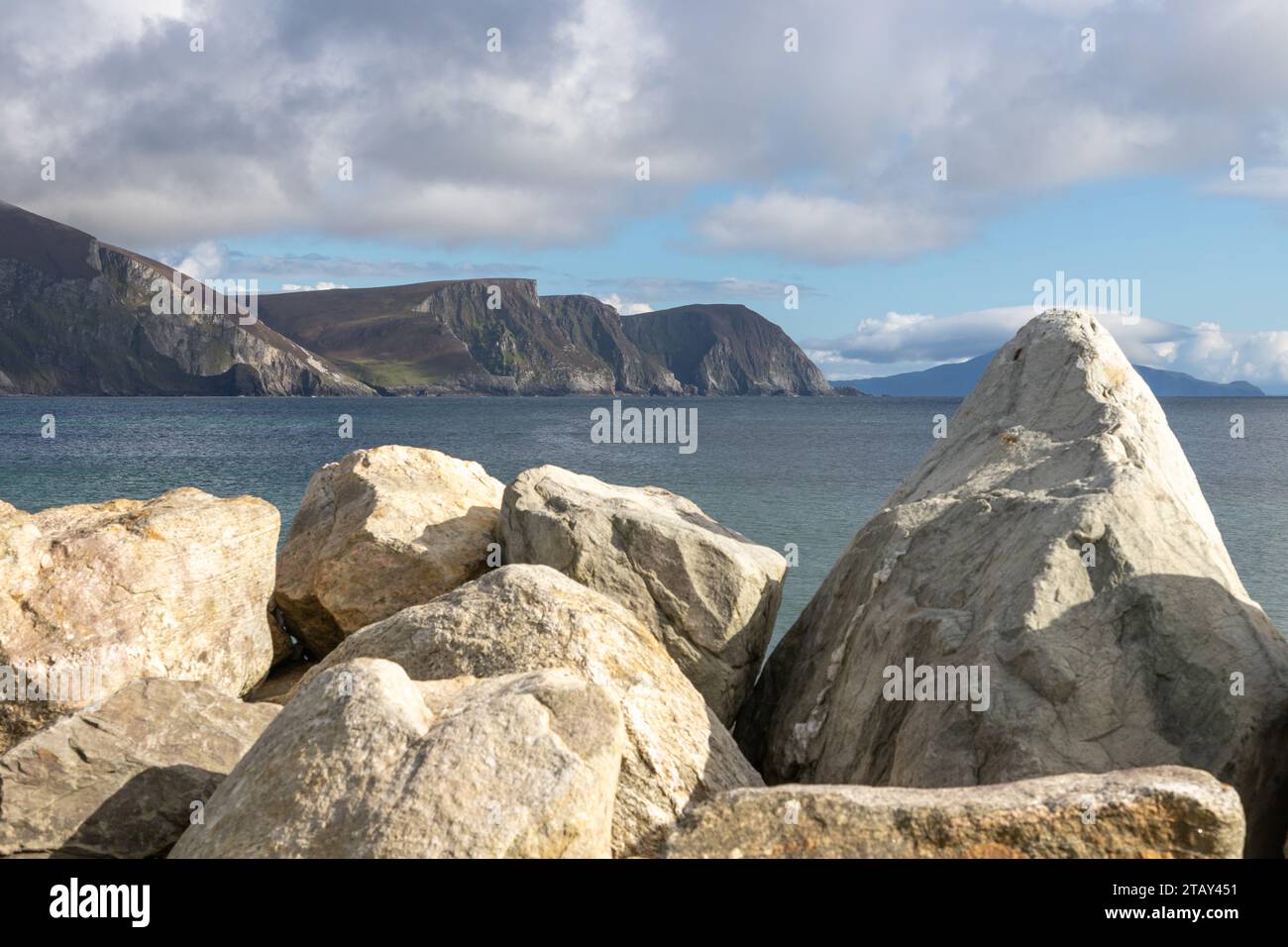 Menawn Cliffs, Keel beach, Slievemore, Achill island, Mayo, Ireland ...