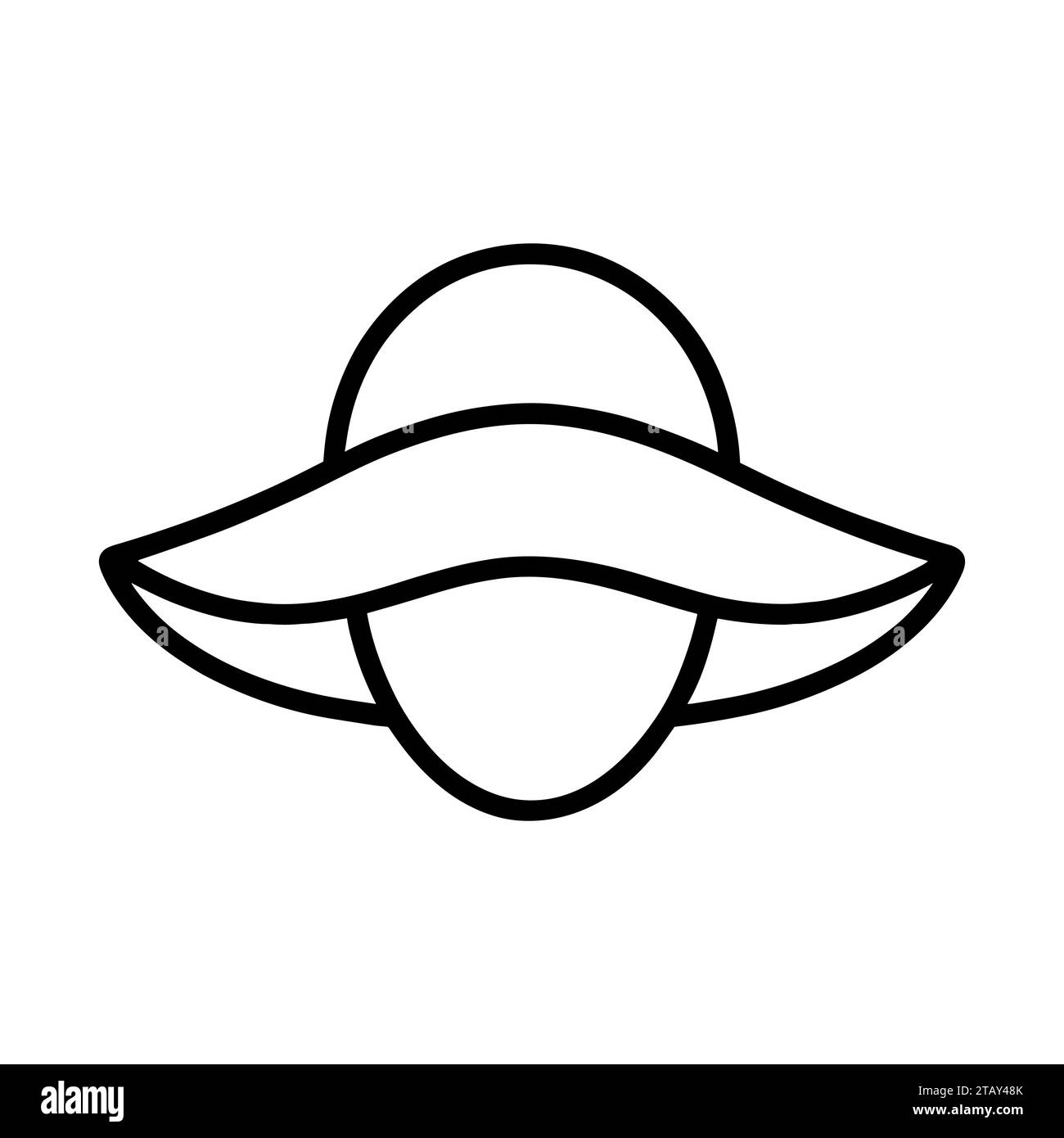 Sun hat icon. Black linear sun hat icon. Women sun hat symbol. Vector ...