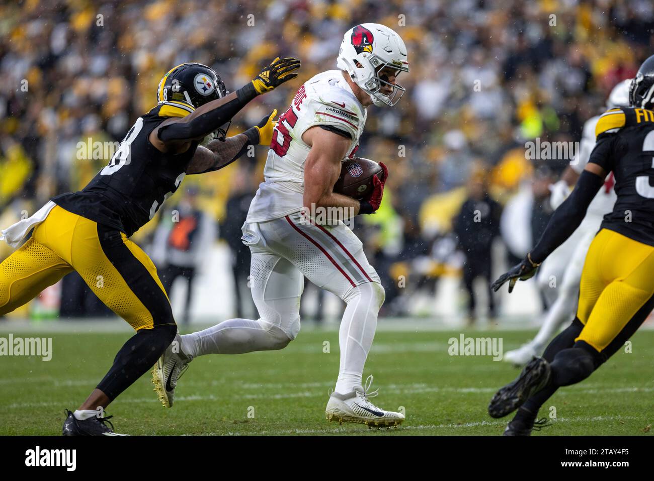 Arizona Cardinals tight end Trey McBride (85) runs after a catch during ...