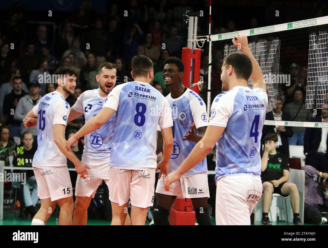 Friedrichshafener Jubel nach dem Sieg, He-Volleyballl, Bundesliga, 2023 ...