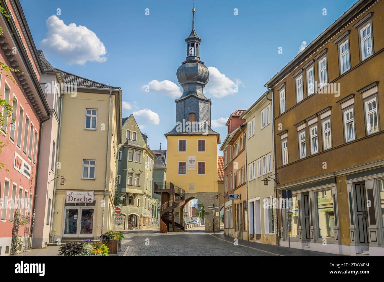 Oberes Tor, Obere Straße, Altstadt, Saalfeld, Thüringen, Deutschland ...