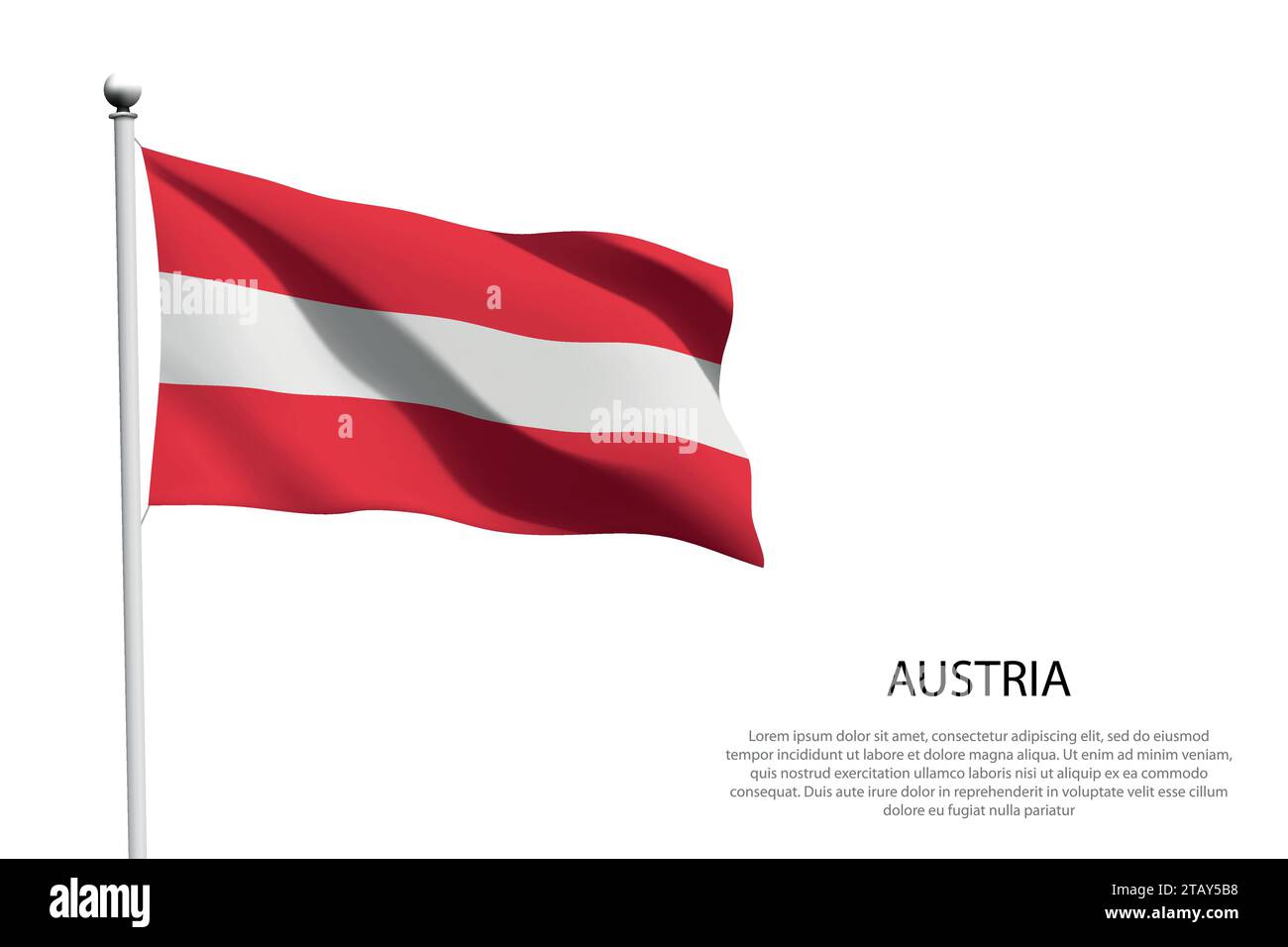 National flag Austria isolated waving on white background Stock Vector ...