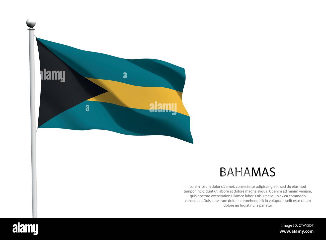National flag Bahamas isolated waving on white background Stock Vector ...