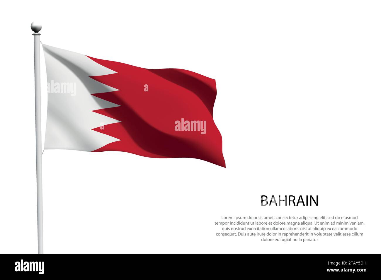National flag Bahrain isolated waving on white background Stock Vector ...